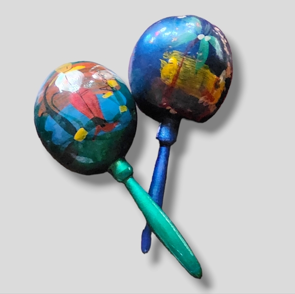 Source Unknown | Other | Vintage Hand Painted Wooden Maracas | Poshmark
